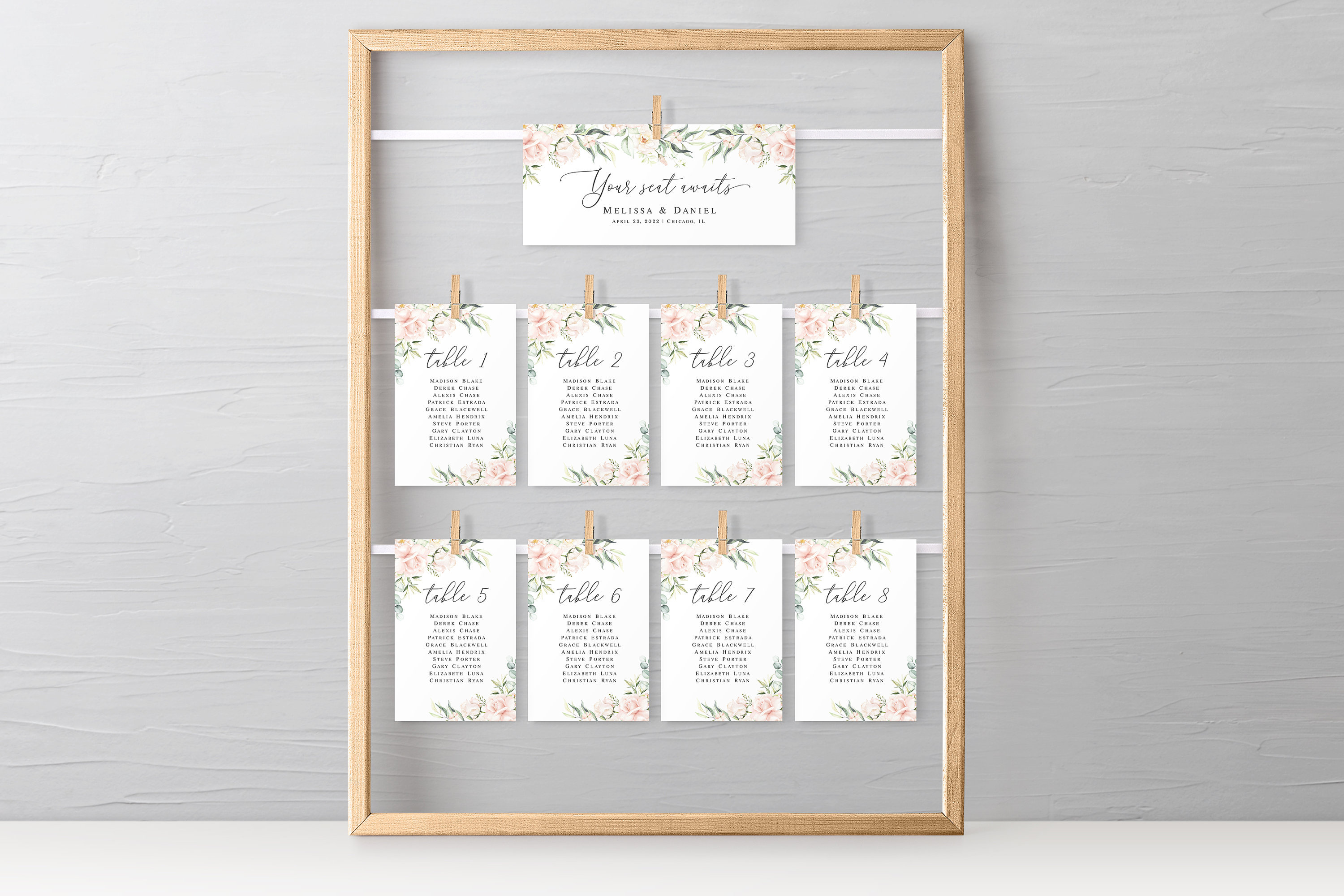 Seating Plan Printable Floral Seating Chart Cards Self-editing - Etsy ...