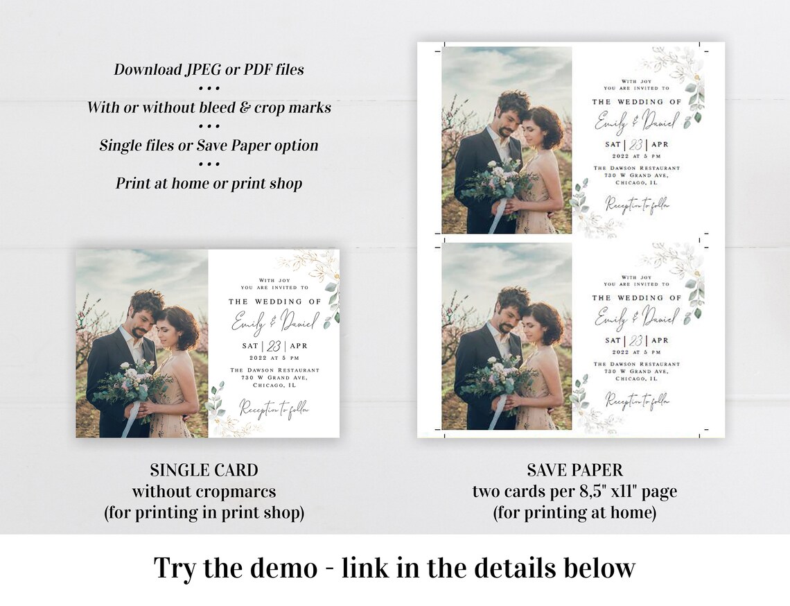 Photo Wedding Invitation Template Self-editable Invite Picture - Etsy