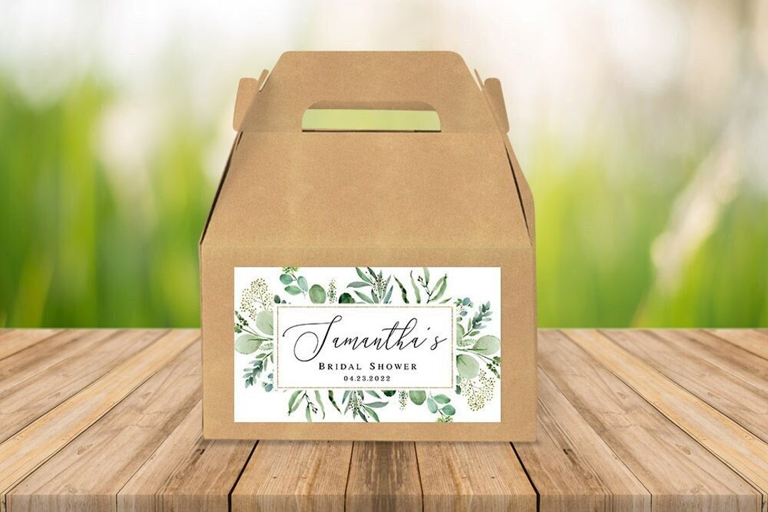 Gable Box Label Template Editable Label Custom Bridal Shower Sticker ...