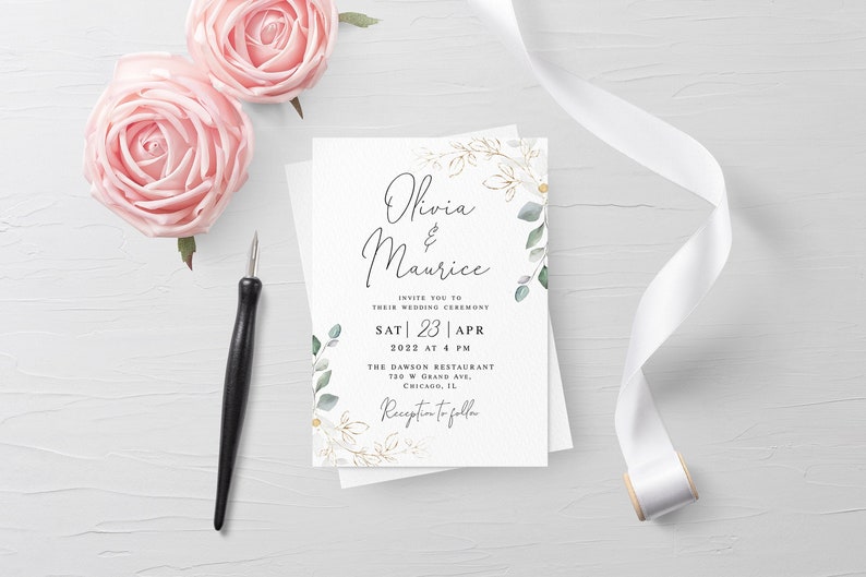 Elegant wedding invitation template Fully editable Printable | Etsy