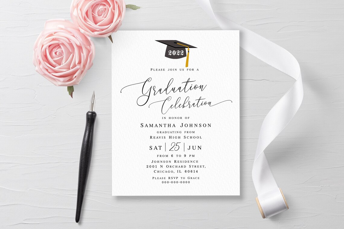 Graduation Celebration Invitation Editable Template Grad - Etsy