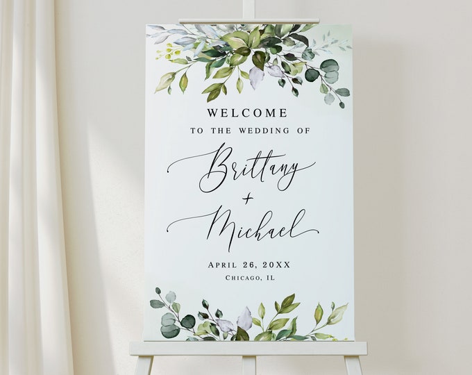 Eucalyptus Welcome Sign Template, Instant Download, Country Garden ...