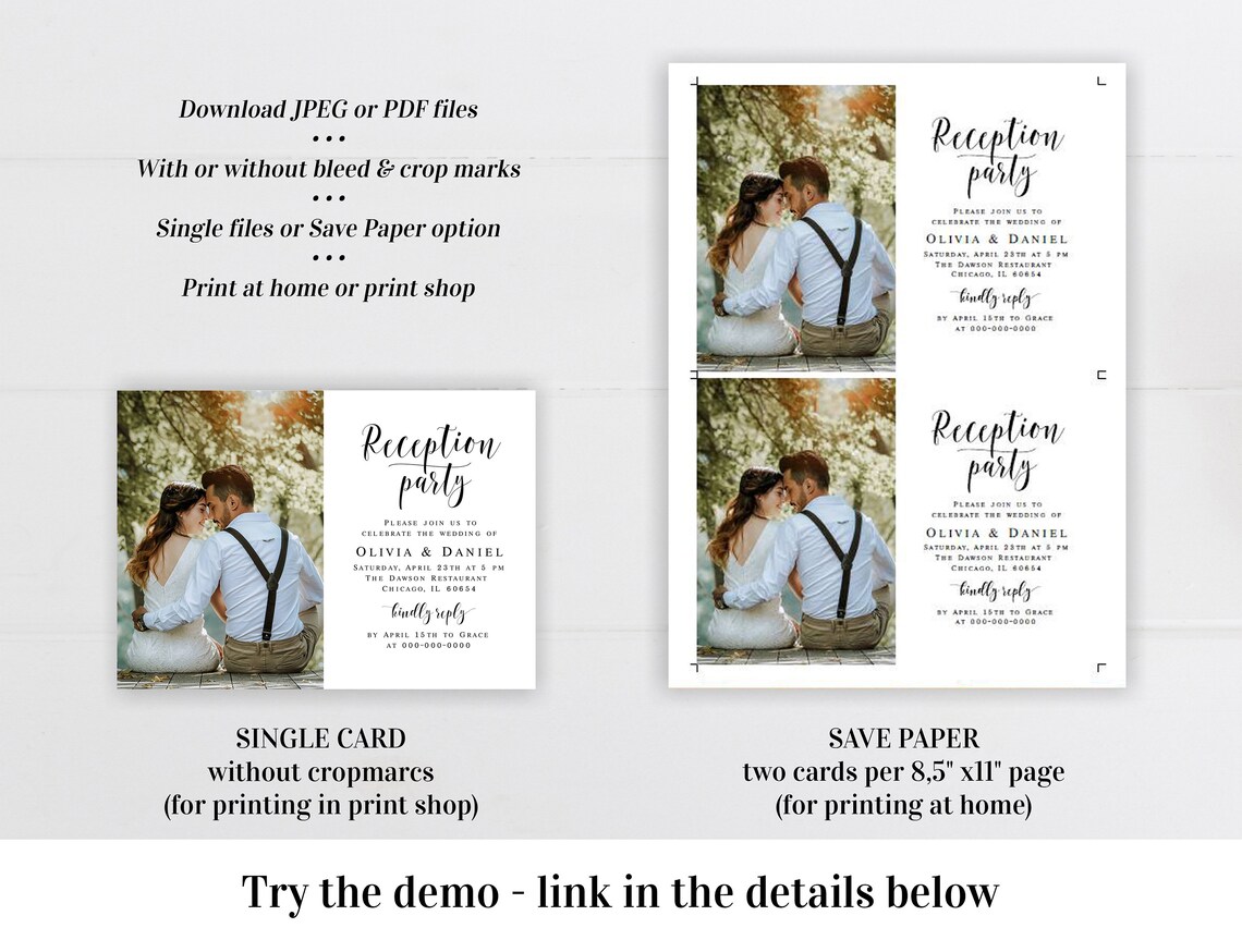 Reception Party Invitation Template Fully Editable With Photo - Etsy