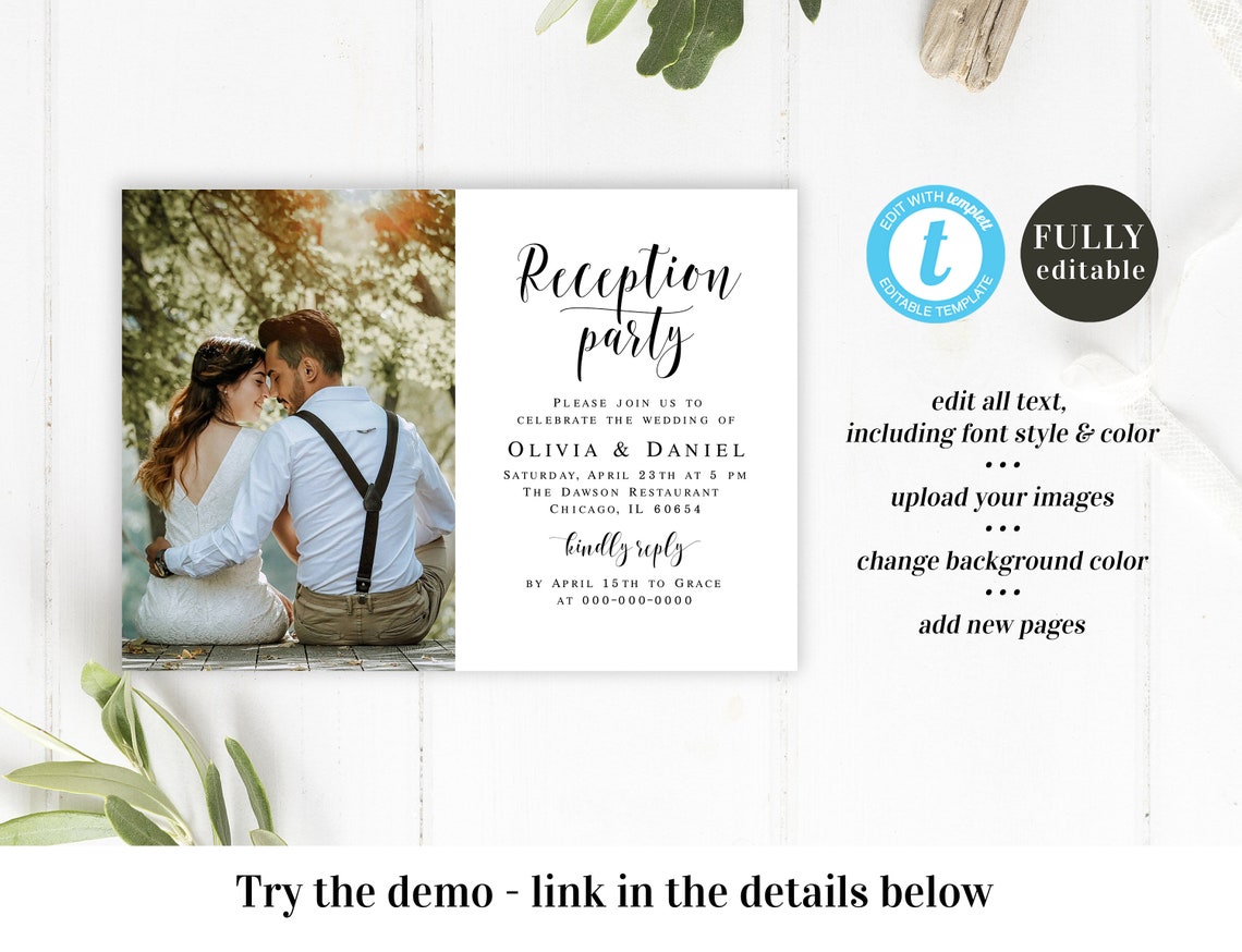 Reception Party Invitation Template Fully Editable With Photo - Etsy