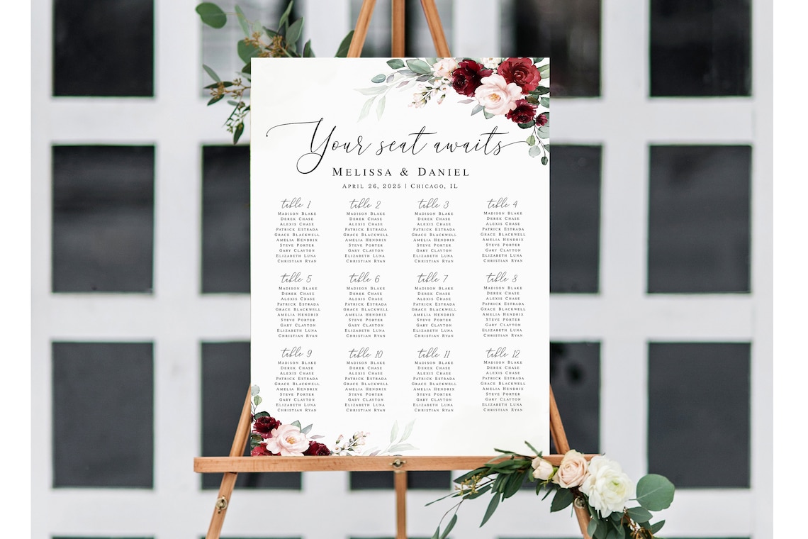 Seating Chart Poster Printable Editable Template Your Seat - Etsy