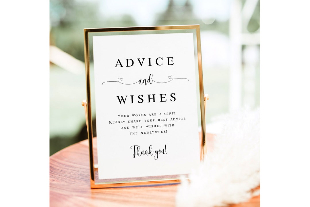 Wedding Advice Card Template Printable Modern Wedding Advice Cards ...