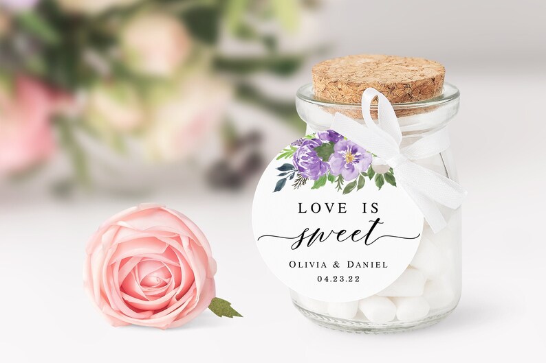 Double Sided Round Gift Tag Editable Template Wedding Purple - Etsy