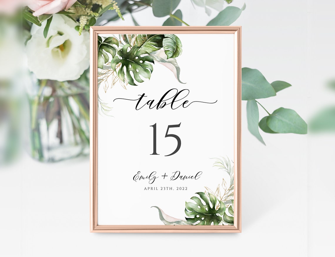 Greenery Table Numbers Template Editable Editable Number Cards - Etsy