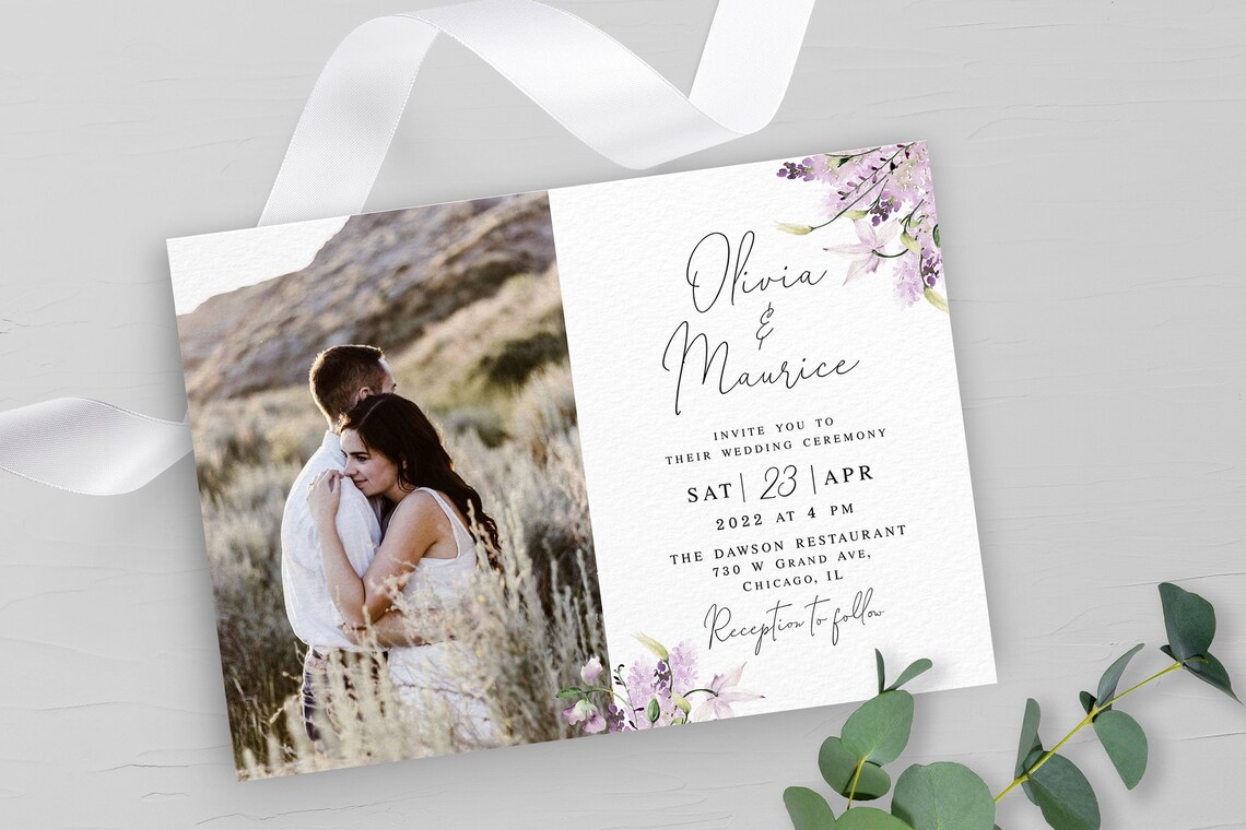 Lavender Wedding Invitation Template Editable Invite With - Etsy