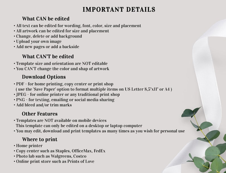 Greenery Wedding Program Template Editable Program Printable - Etsy