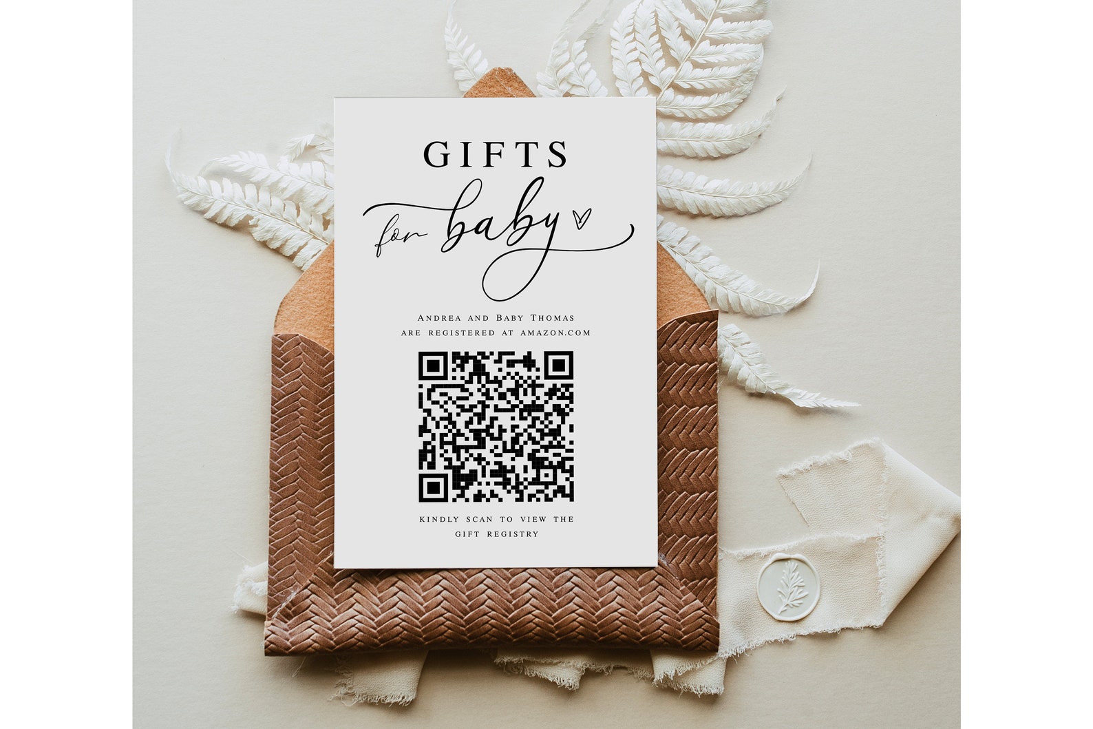 Baby Shower Registry Card With QR Code Editable Gift Registry Card Baby ...