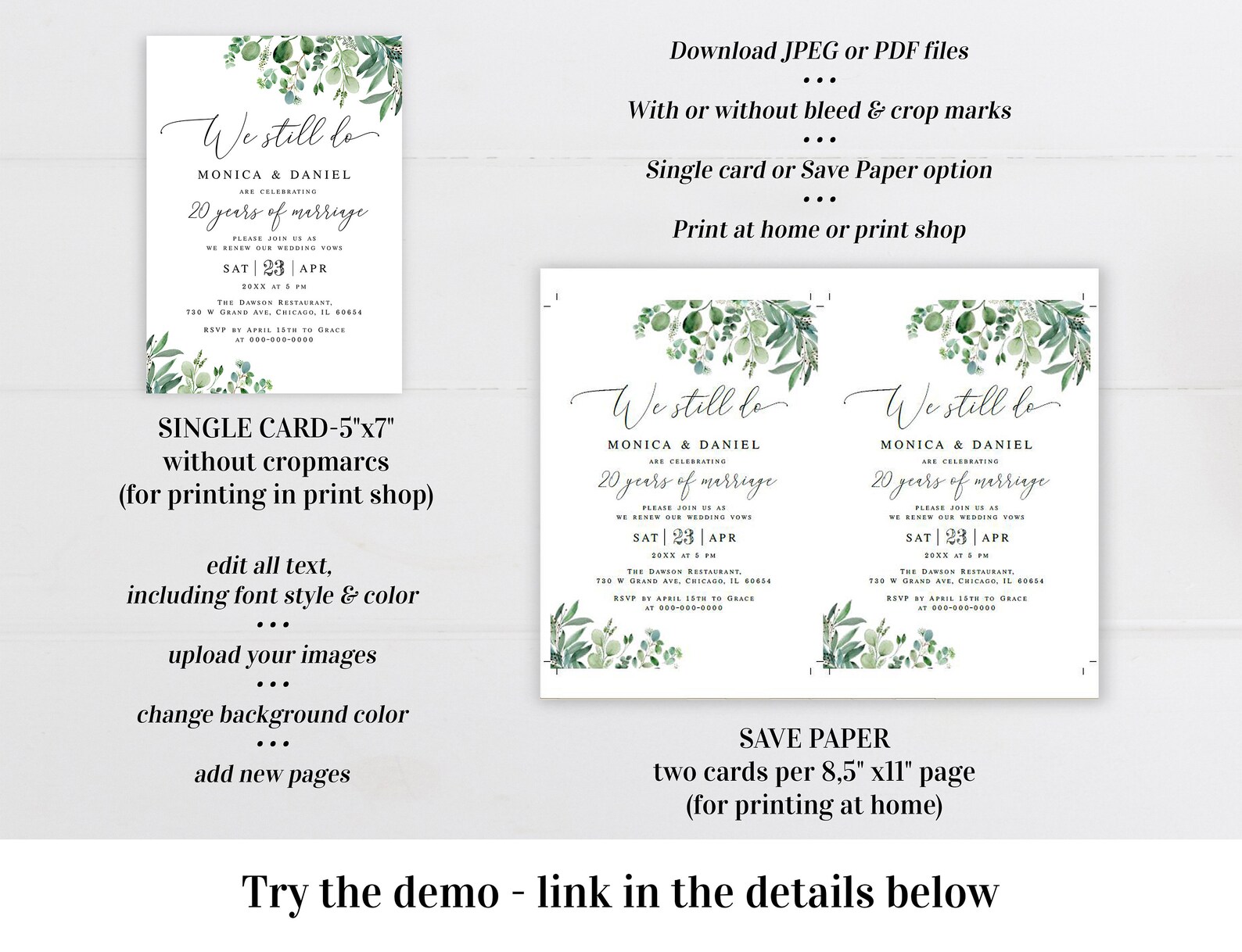 Greenery We Still Do Invitation Template Editable Invite - Etsy