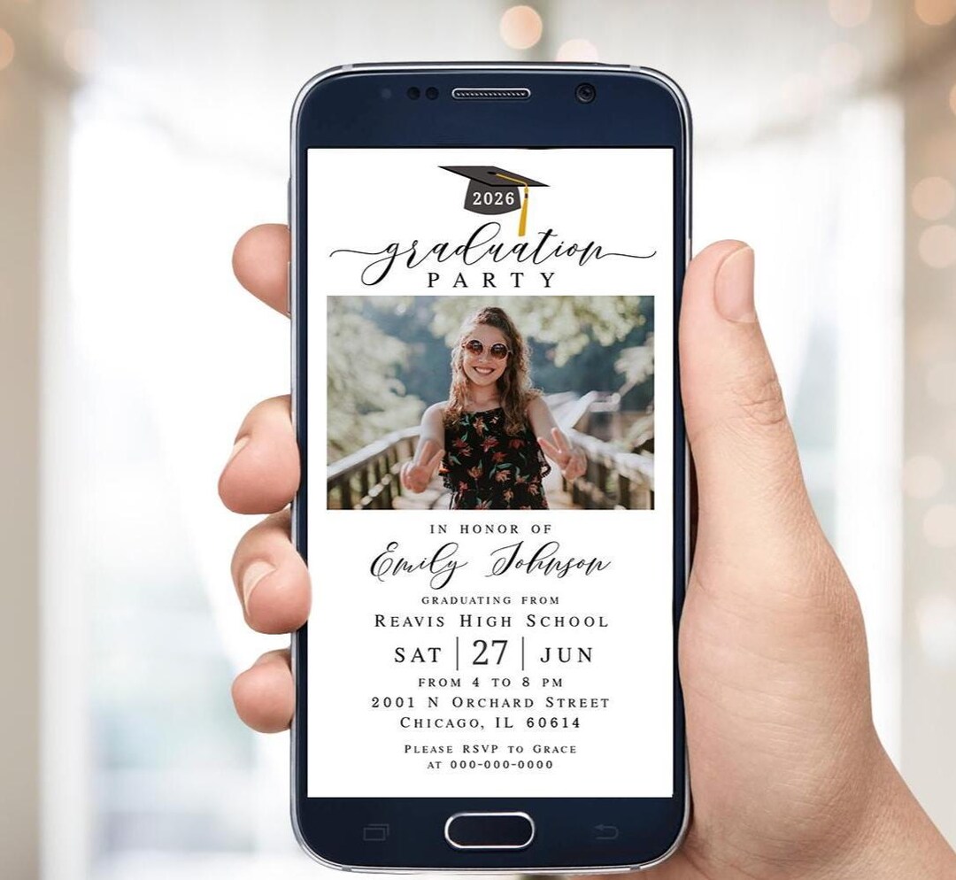 Electronic Graduation Invitation Template Modern Grad Party E-invite ...
