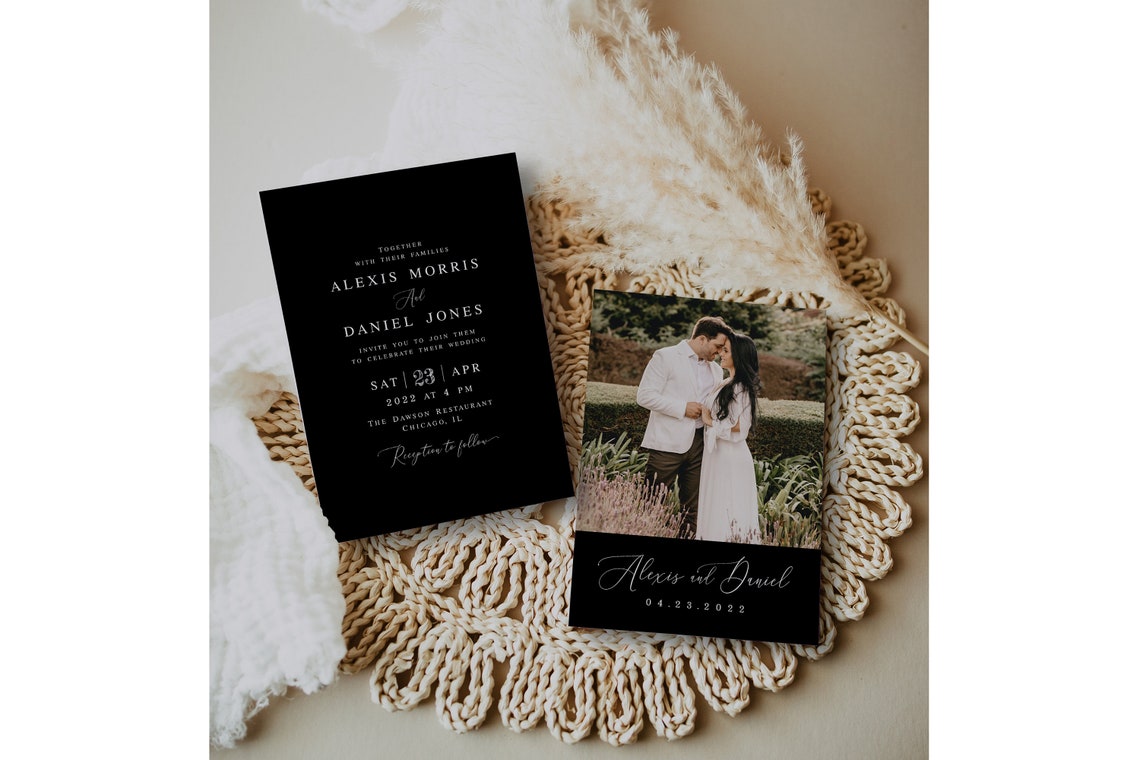Double-sided Wedding Invitation Editable Template With Photo - Etsy