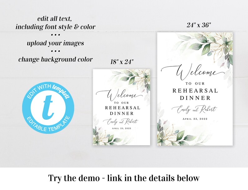 Rehearsal Dinner Welcome Sign Template Editable Welcome Poster - Etsy
