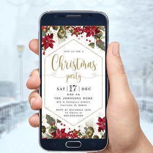 Electronic Christmas Party Invitation Editable Template Text - Etsy