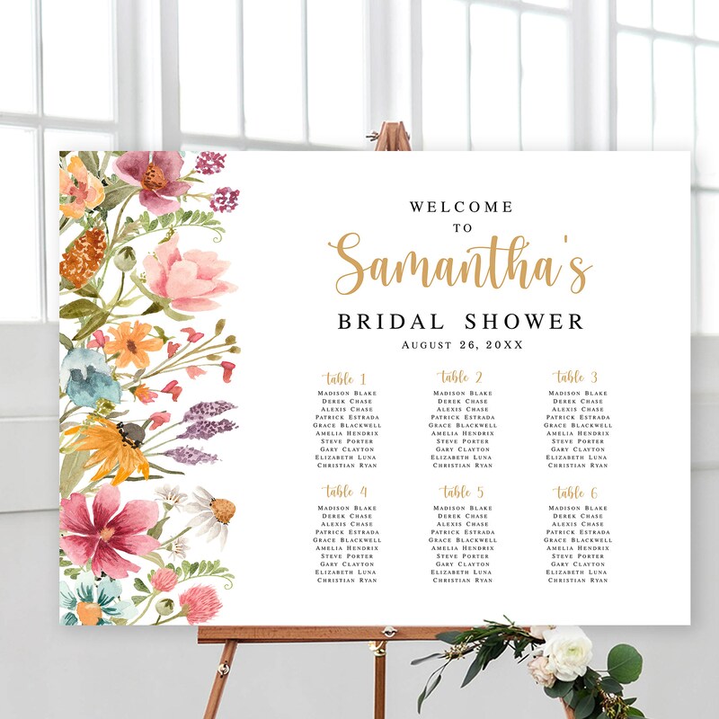 Small Seating Chart Bridal Shower - Etsy
