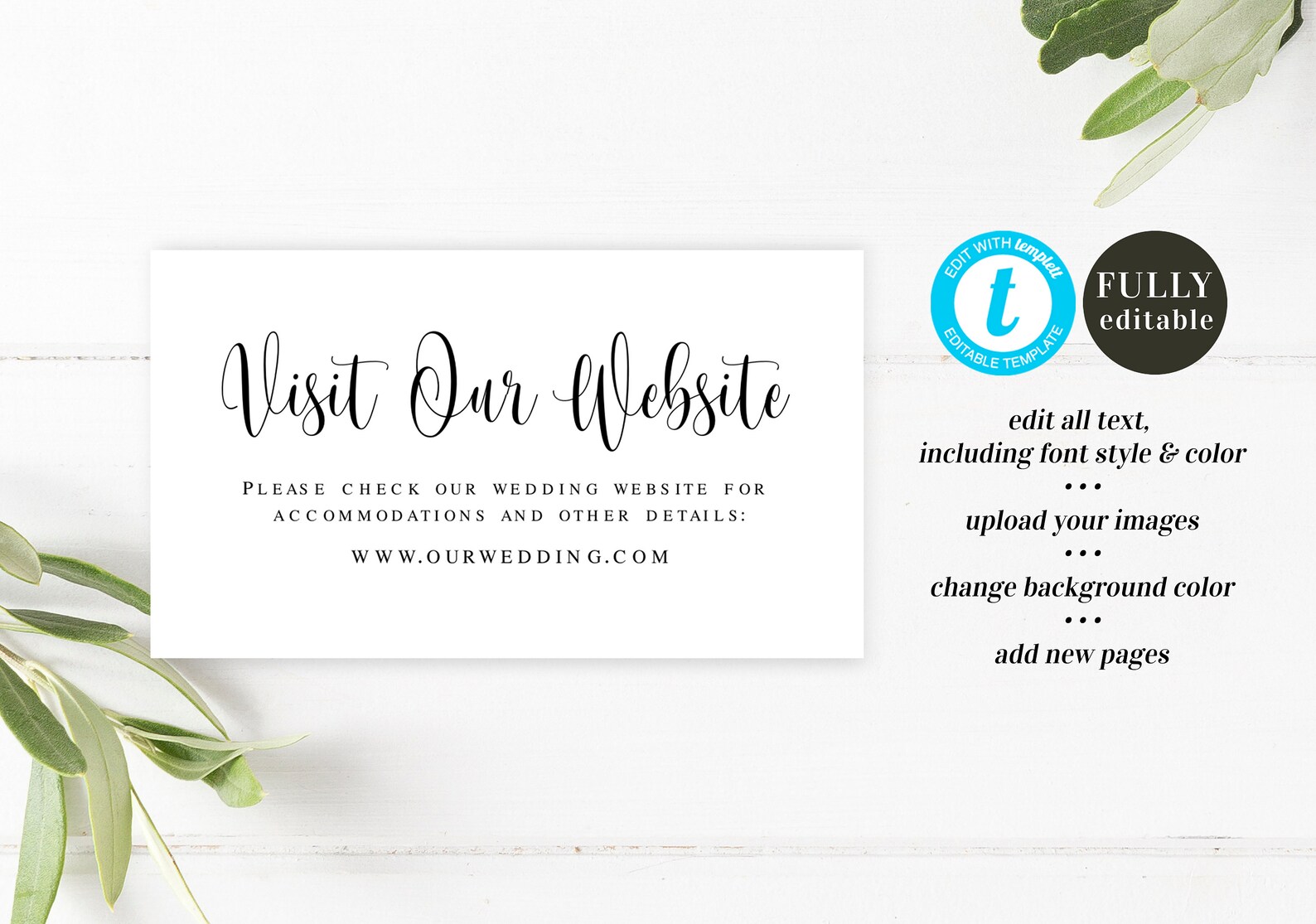 Visit our website card printable Fully editable template | Etsy