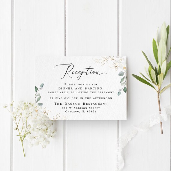 Reception Card Template Editable Insert Card Wedding | Etsy