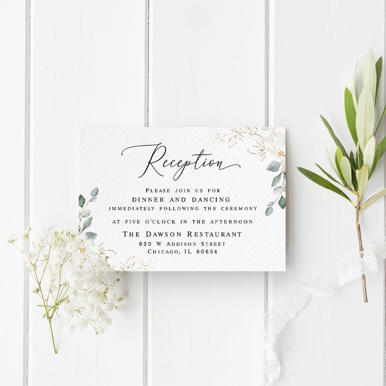 Reception Card Template Editable Insert Card Wedding | Etsy