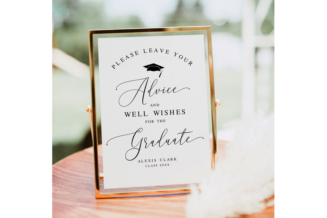 Graduation Advice Sign Editable Graduation Advice Card Template Well ...