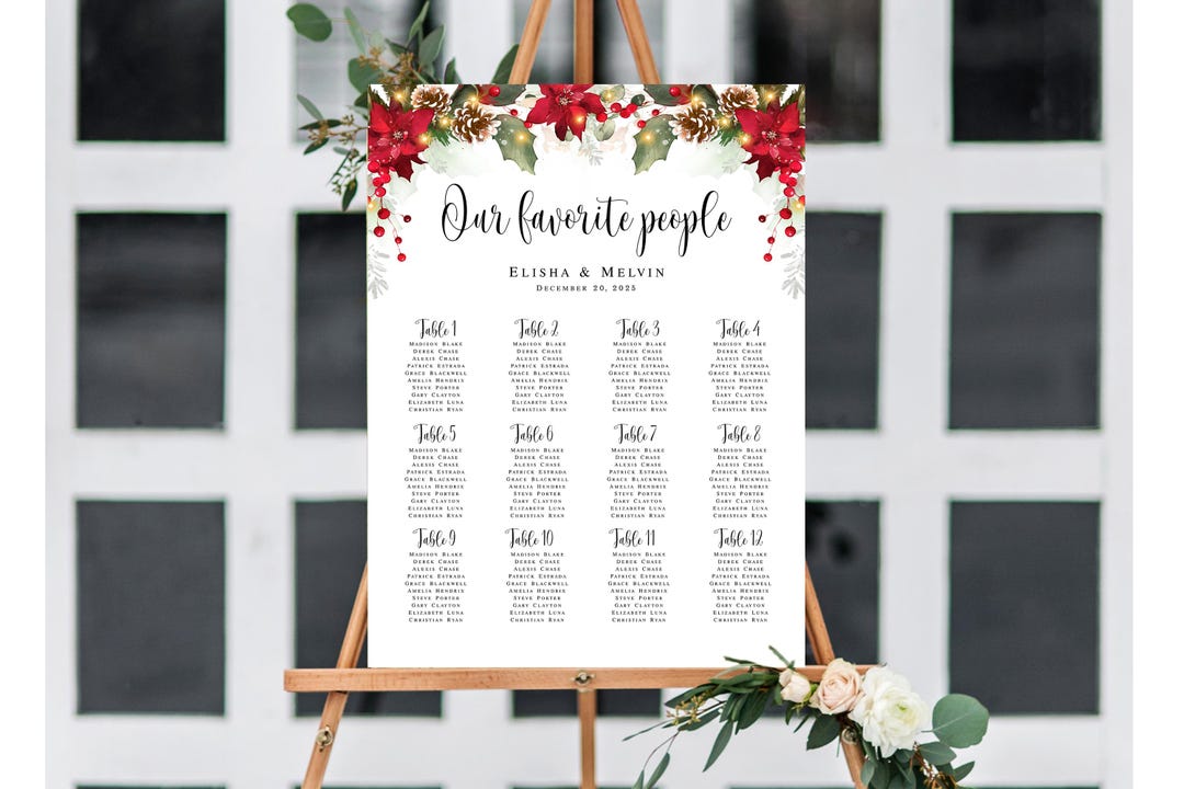 Christmas Seating Chart Template Wedding Seating Chart Printable ...
