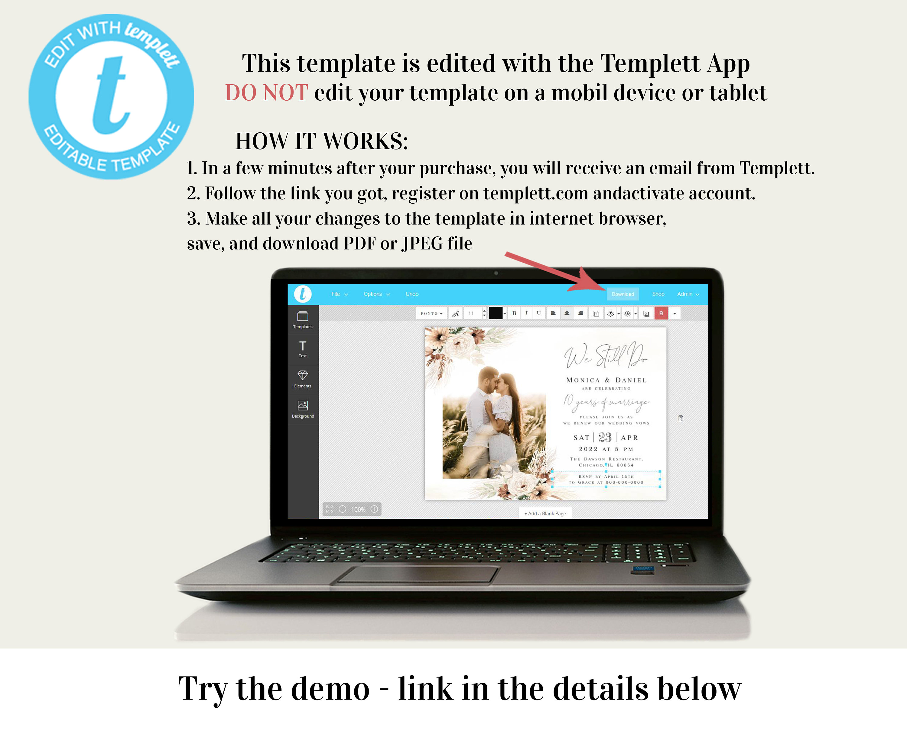 We Still Do Invitation Self-editing Template With Photo - Etsy