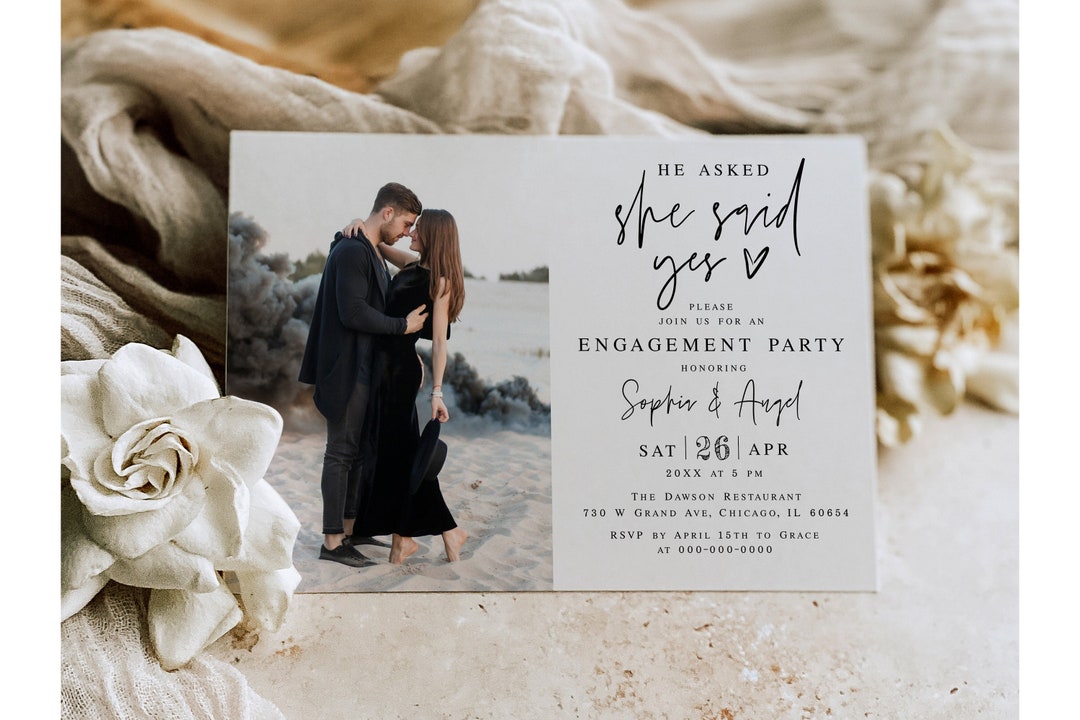 Photo Invitation Template Editable Modern Engagement Invite Printable ...