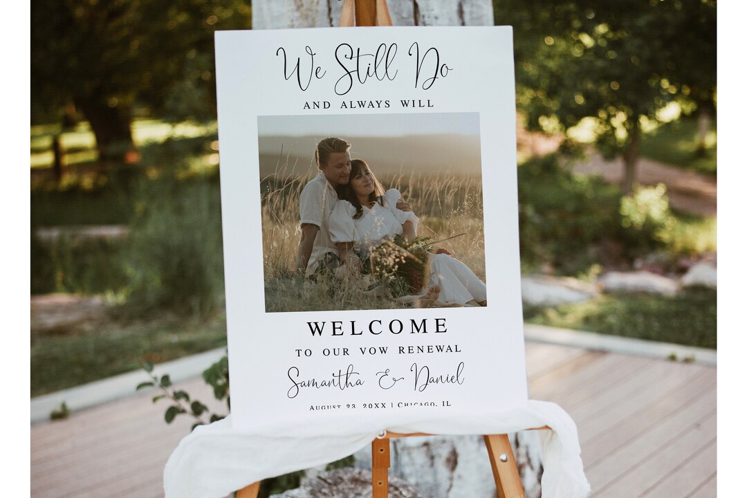 Photo Welcome Sign Template Editable Welcome Sign Wedding Vow Renewal ...
