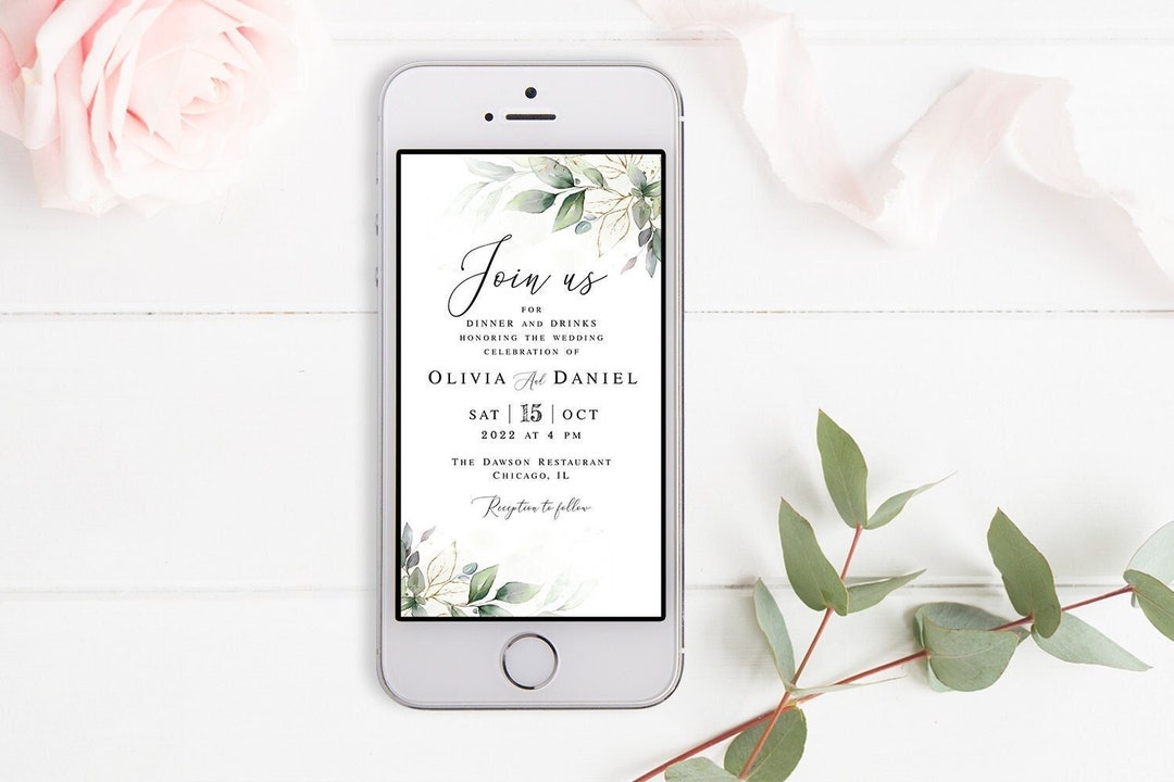 Electronic Wedding Invitation Template Editable Wedding E-invite Evite ...