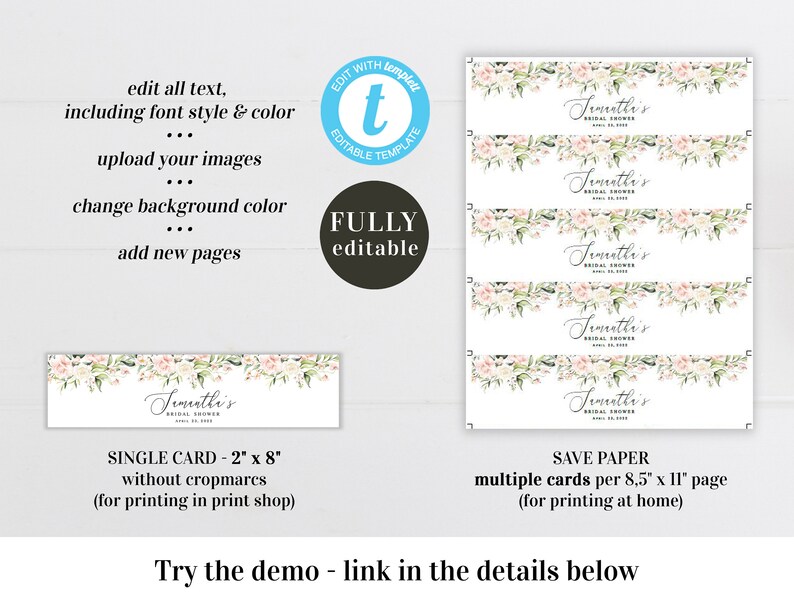 Floral Water Bottle Label Template Editable Label Custom - Etsy