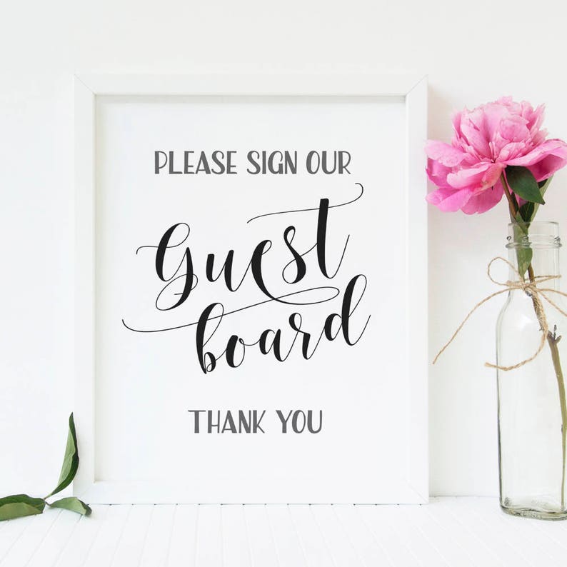 Wedding guest board sign Please sign printable Wedding | Etsy