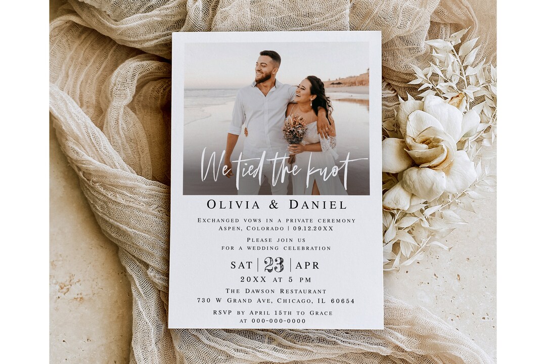 Elopement Reception Invitation Template Elopement Invite With Picture ...