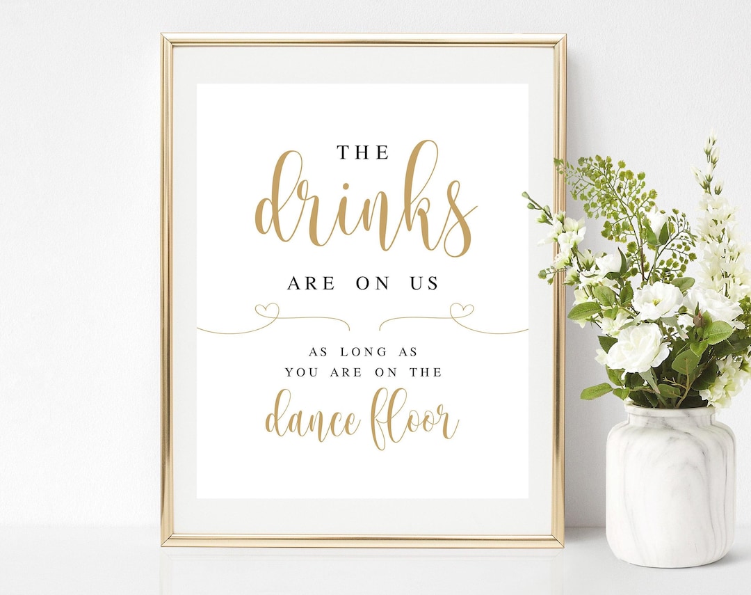 Drinks on Us Sign Template Wedding Open Bar Editable Download Templett ...
