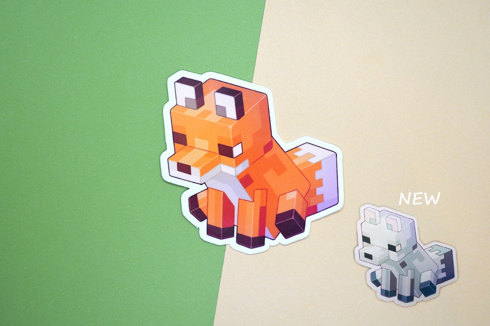Minecraft Fox/arctic Fox Sticker, Glossy, Stickers for Decorating - Etsy