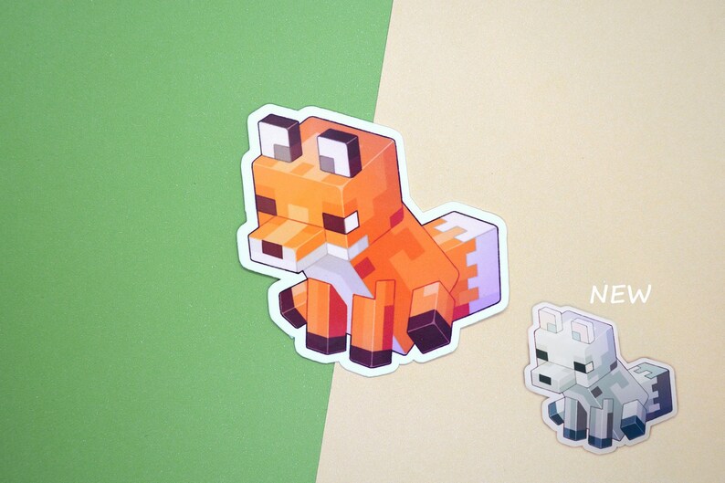 Minecraft Fox/arctic Fox Sticker, Glossy, Stickers for Decorating - Etsy