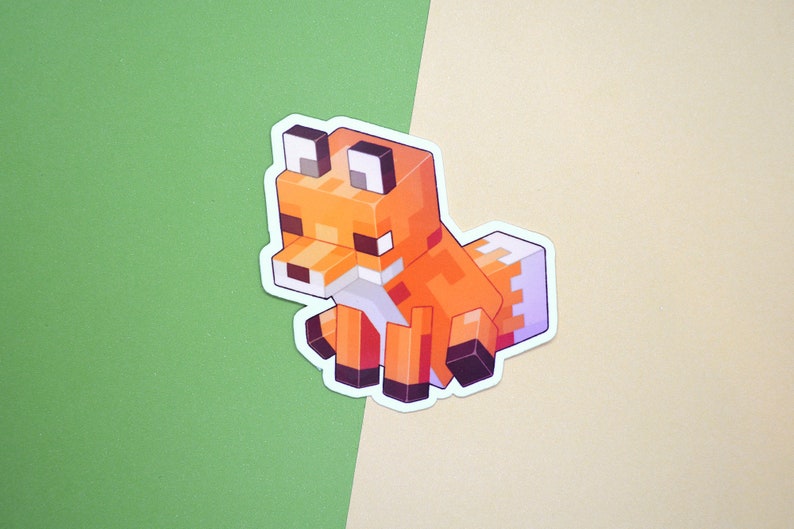 Minecraft Fox/arctic Fox Sticker, Glossy, Stickers for Decorating - Etsy
