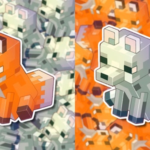 Minecraft Fox/arctic Fox Sticker, Glossy, Stickers for Decorating - Etsy