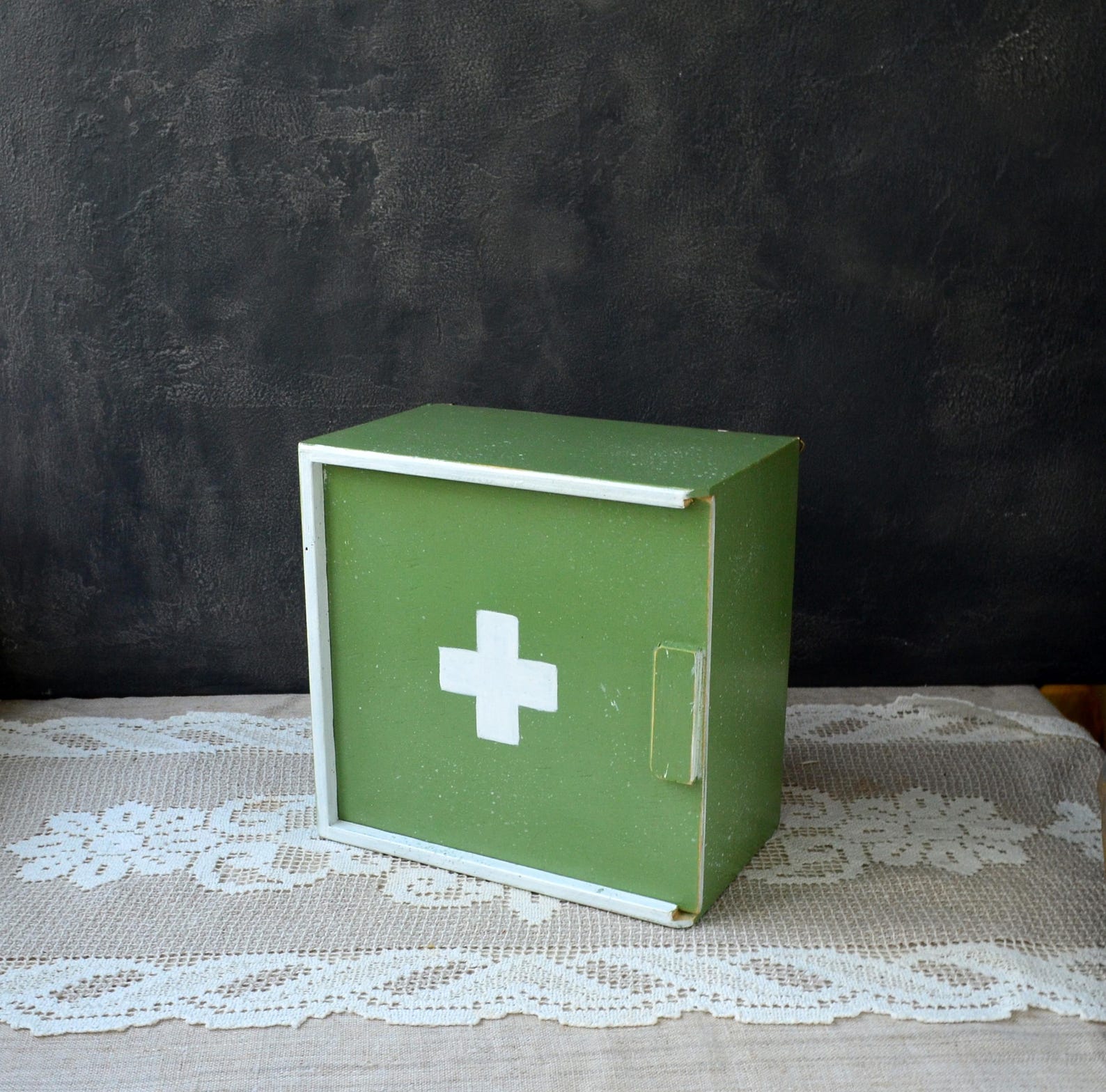 Green Wooden First Aid Box: Rustic Apothecary Wall Cabinet - Etsy