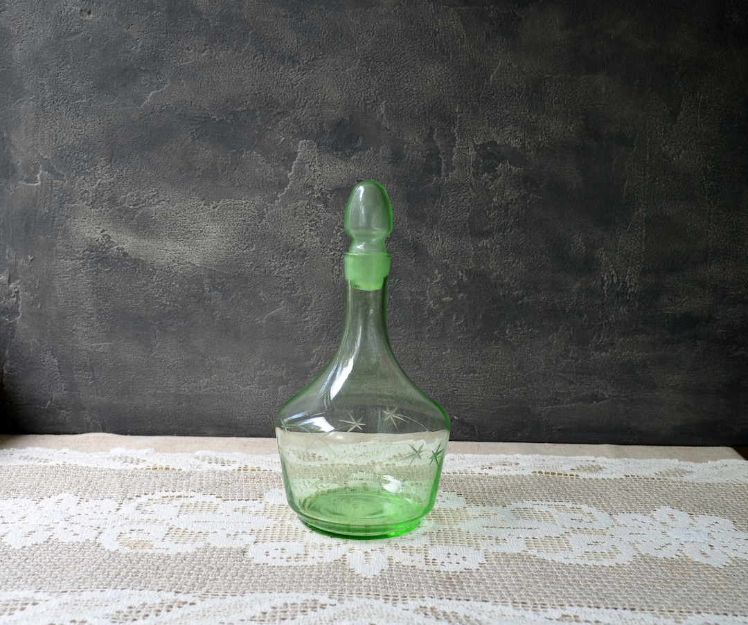 Green Glass Wine Liquor Decanter Bottle Whiskey Drinking Decanter ...