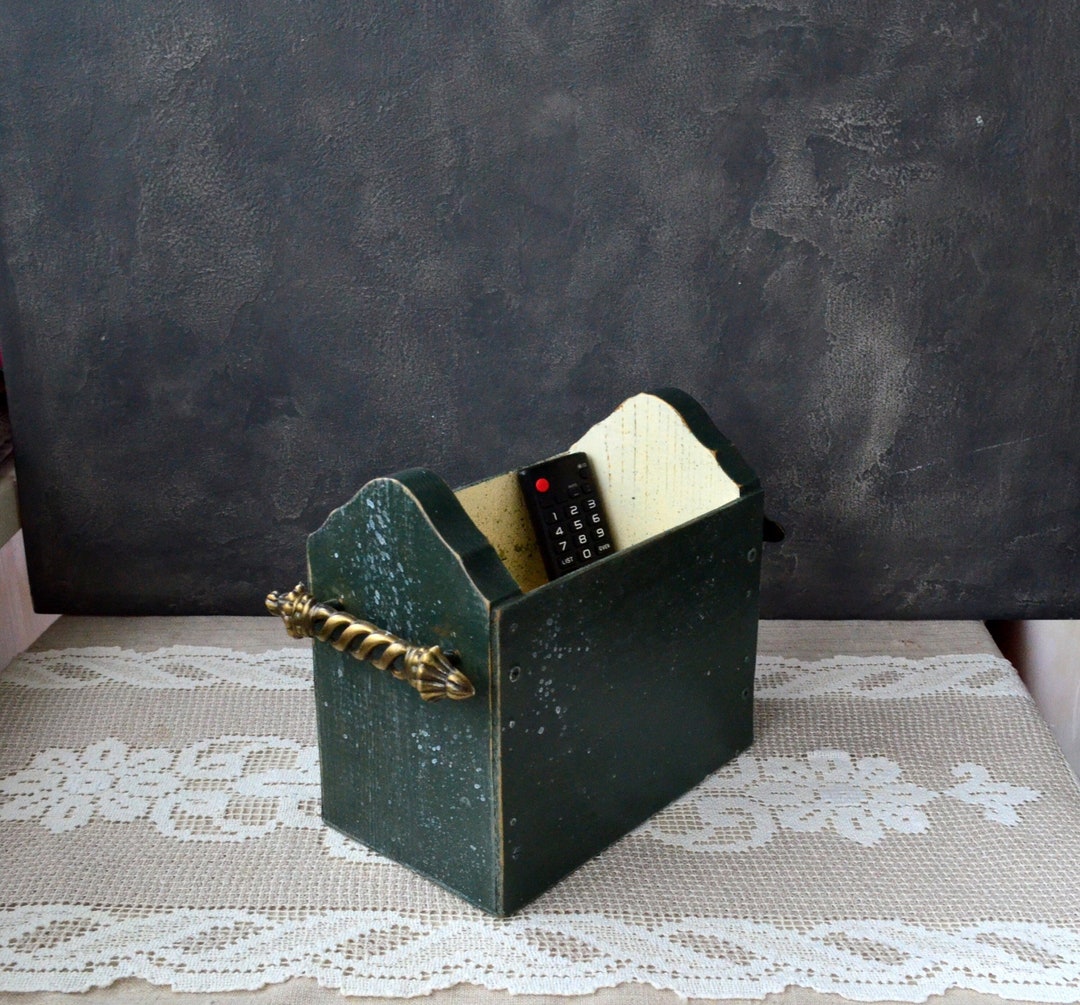 Remote Holder Control Box Remote Organizer Caddy Storage Basket Rustic ...
