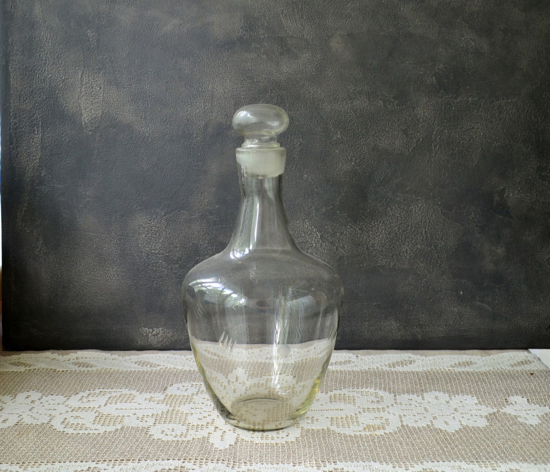 Clear Glass Large Wine Decanter Etched Glass Gin Liqour Decanter ...
