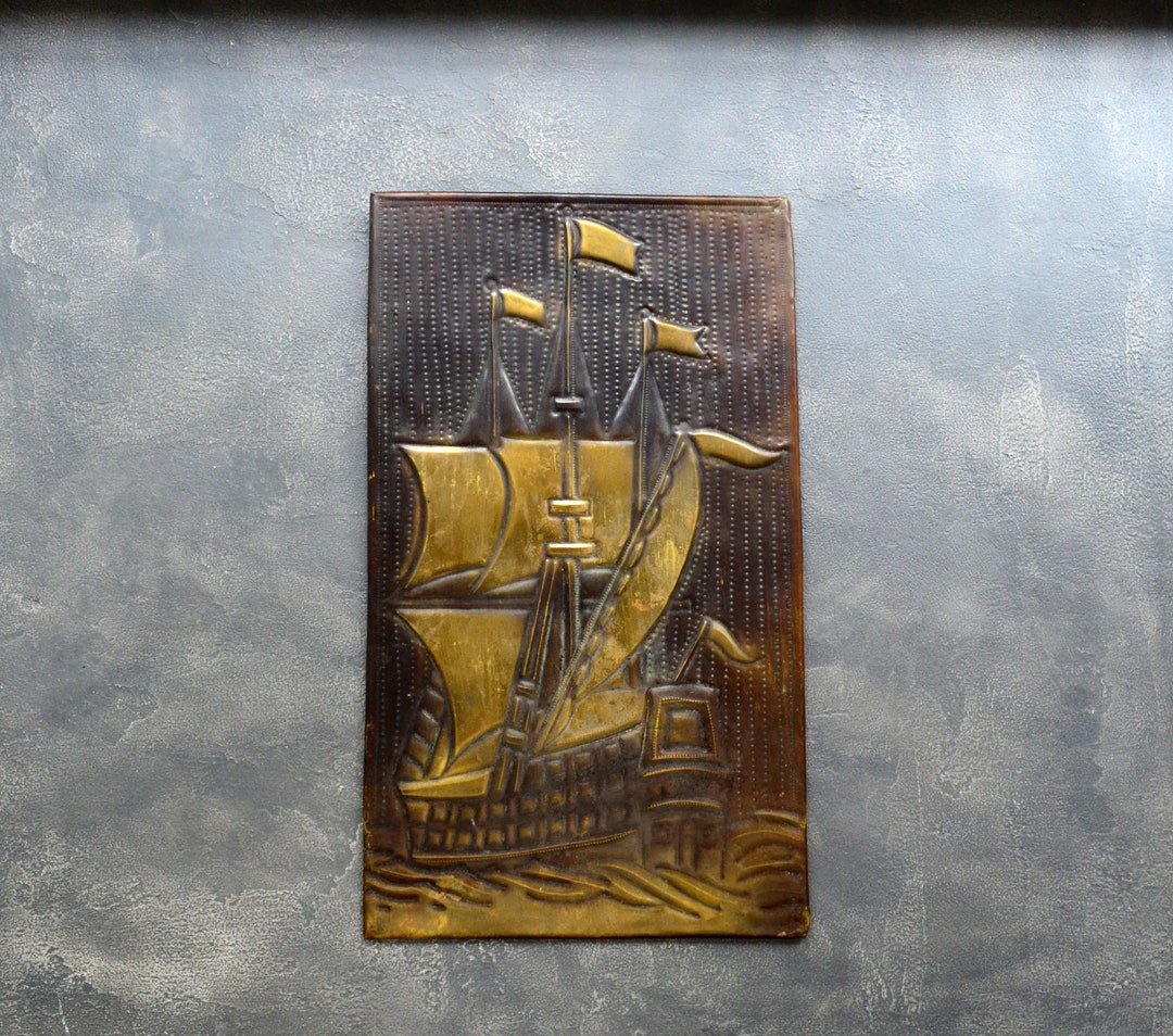 Sea Ship Copper Relief Image Plaque Embossed Copper Wall Art 3d Picture ...