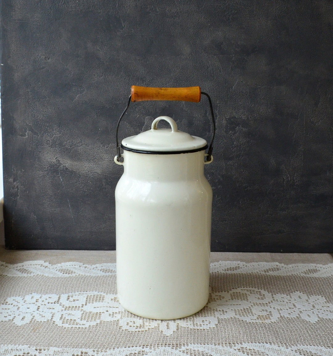 Metal Milk Can Enamel Milk Container Canister Rustic Flower Vase Milk ...
