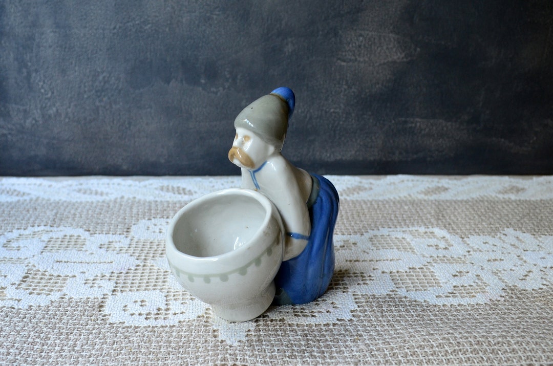 Ceramic Open Salt Cellar Salt Storage Jar Cossak Figurine Salt Dish ...