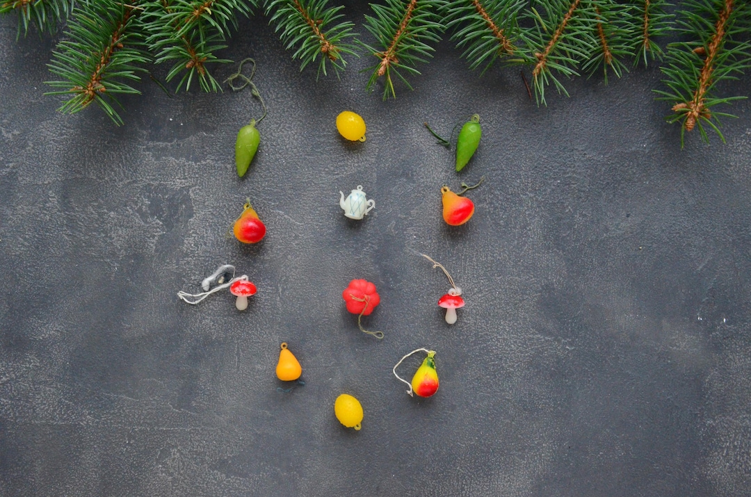 Vegetable Fruit Plastic Christmas Ornament Tiny Pinecone Mushroom ...