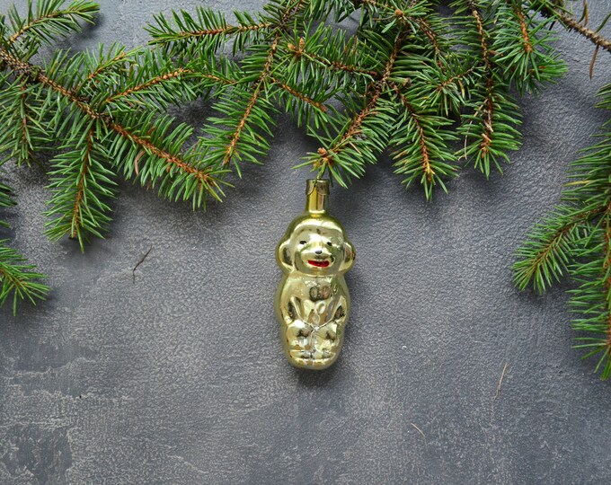 Monkey Blown Glass Christmas Ornament Animal Christmas Bauble Retro ...