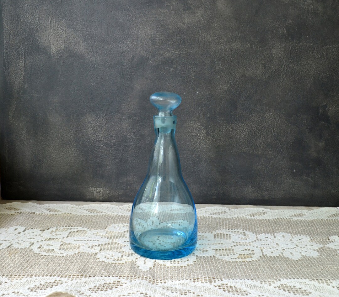 Light Blue Glass Liquor Gin Decanter Wine Whiskey Scotch Bourbon ...