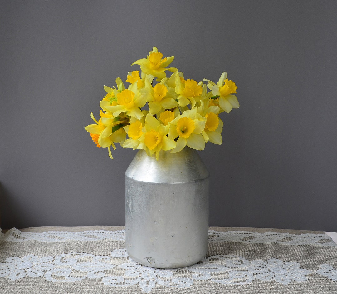 Aluminum Milk Can Milk Container Dairy Farm Milk Jug Flower Vase Rustic ...