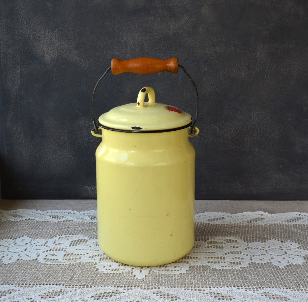 Yellow Enamel Milk Can Milk Jug Milk Churn Milk Canister Retro Milk ...